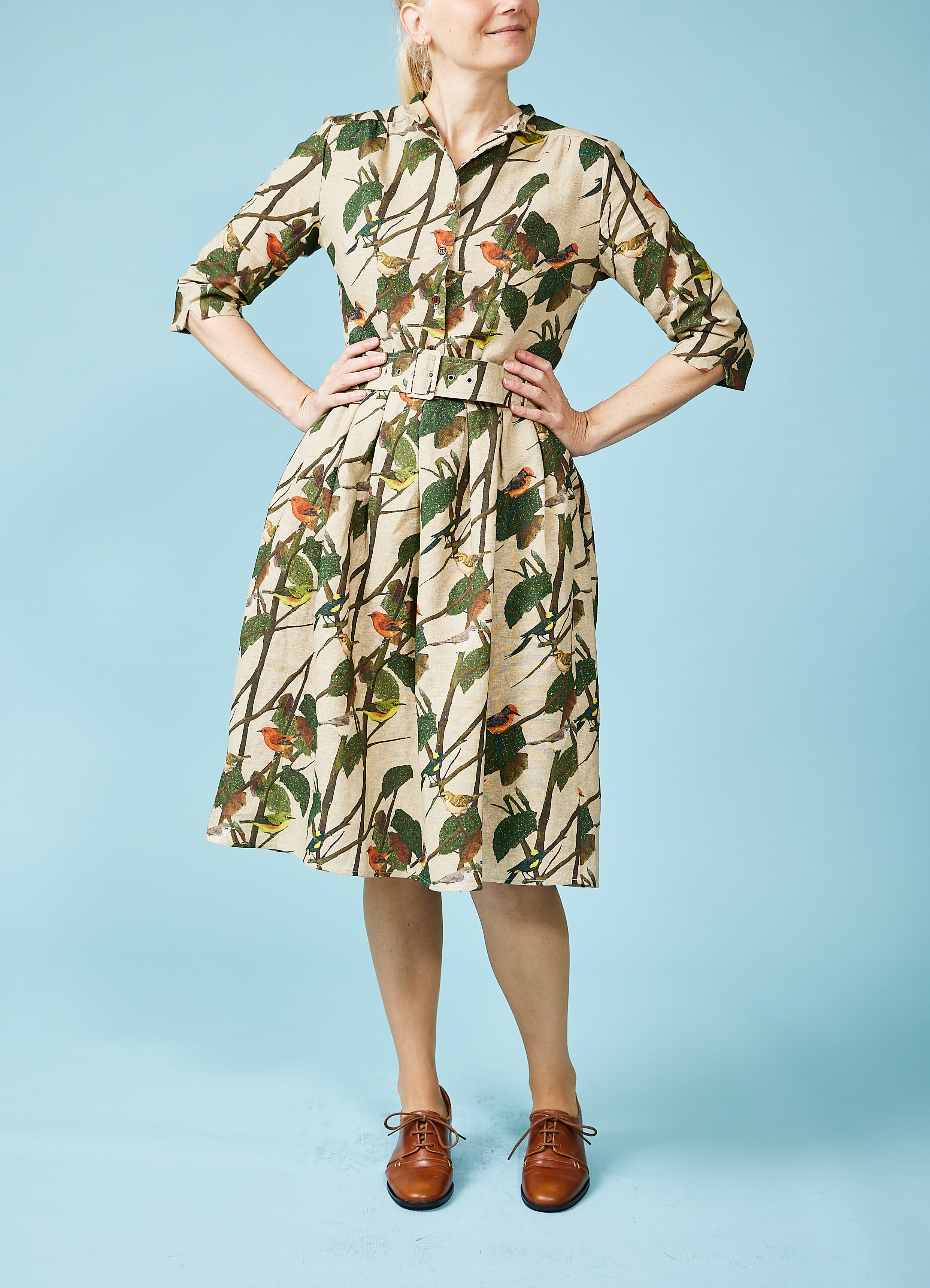 50'er skjortekjole i hør | Palava | Køb online – Dress the bird